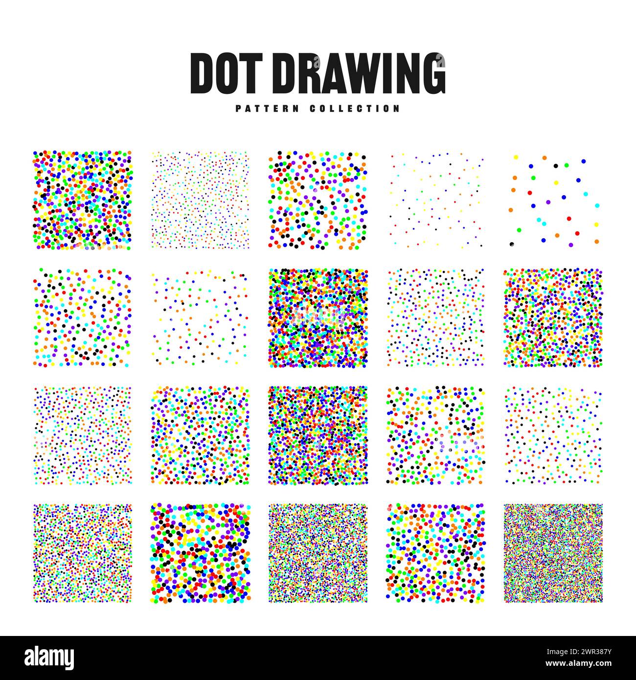 Square shaped dotted objects, vintage stipple elements. Stippling ...