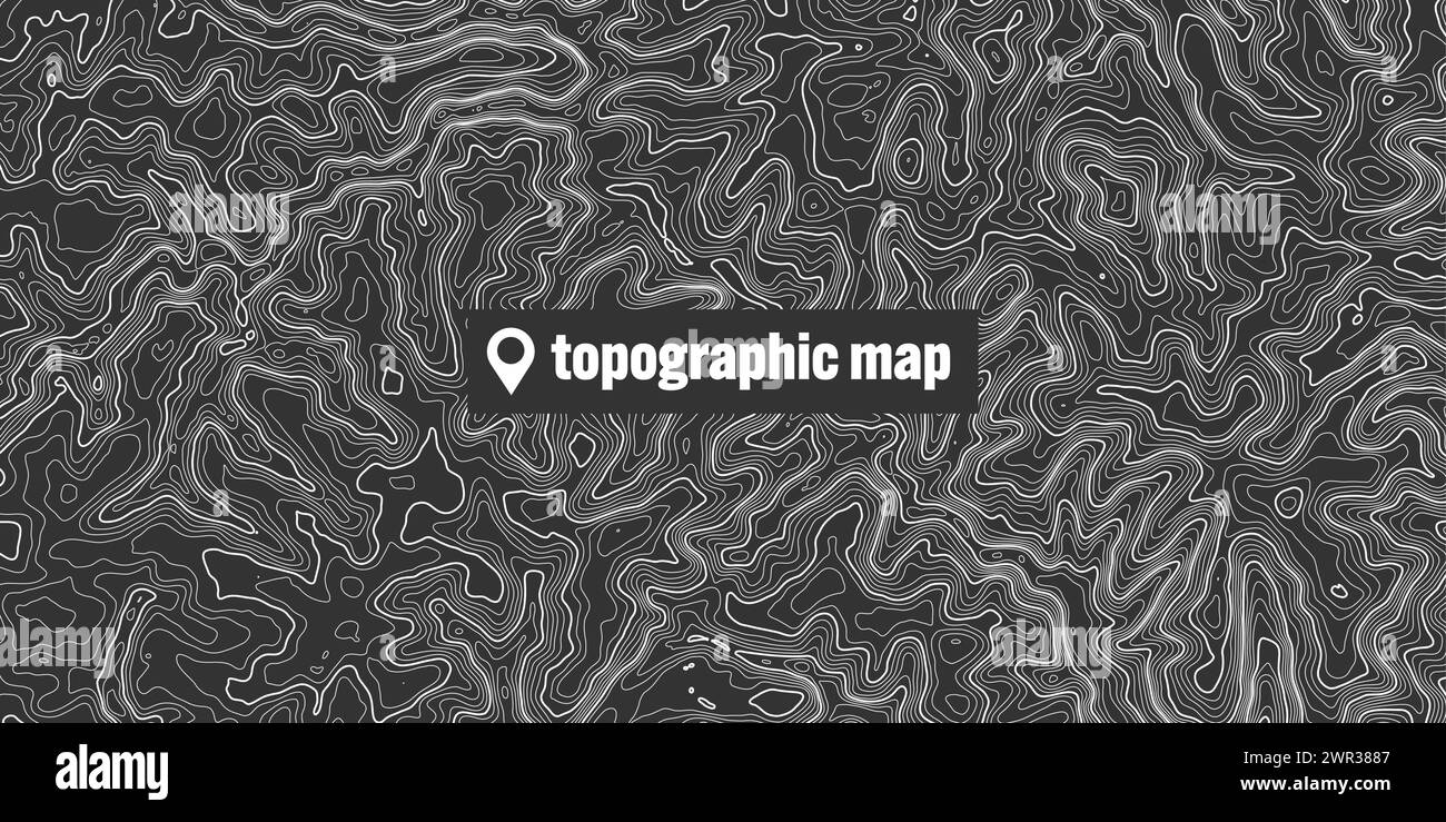 Topographic map with contour lines. Geographic terrain grid, relief ...