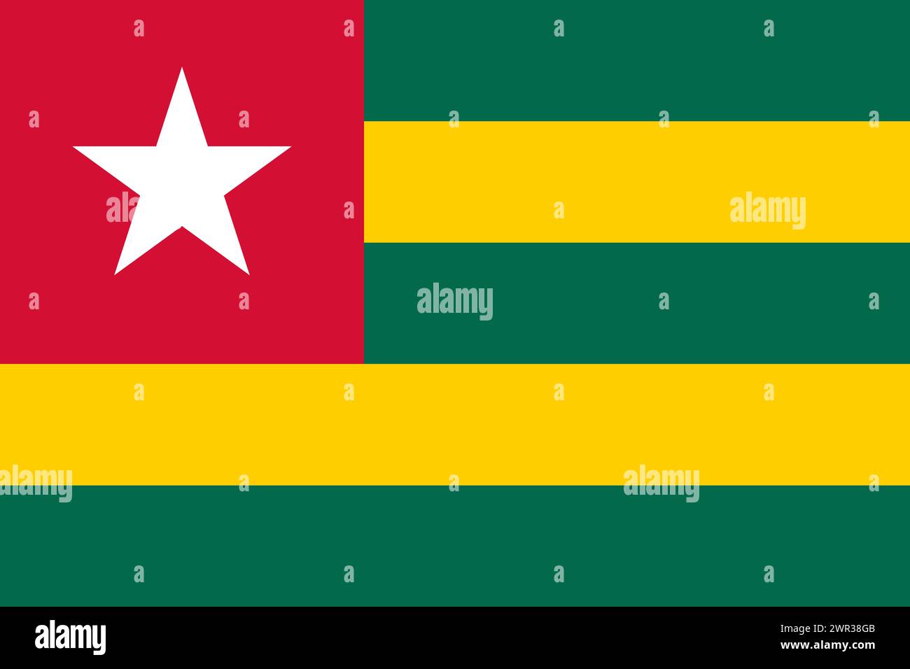 Togo vector flag in official colors and 3:2 aspect ratio Stock Vector ...
