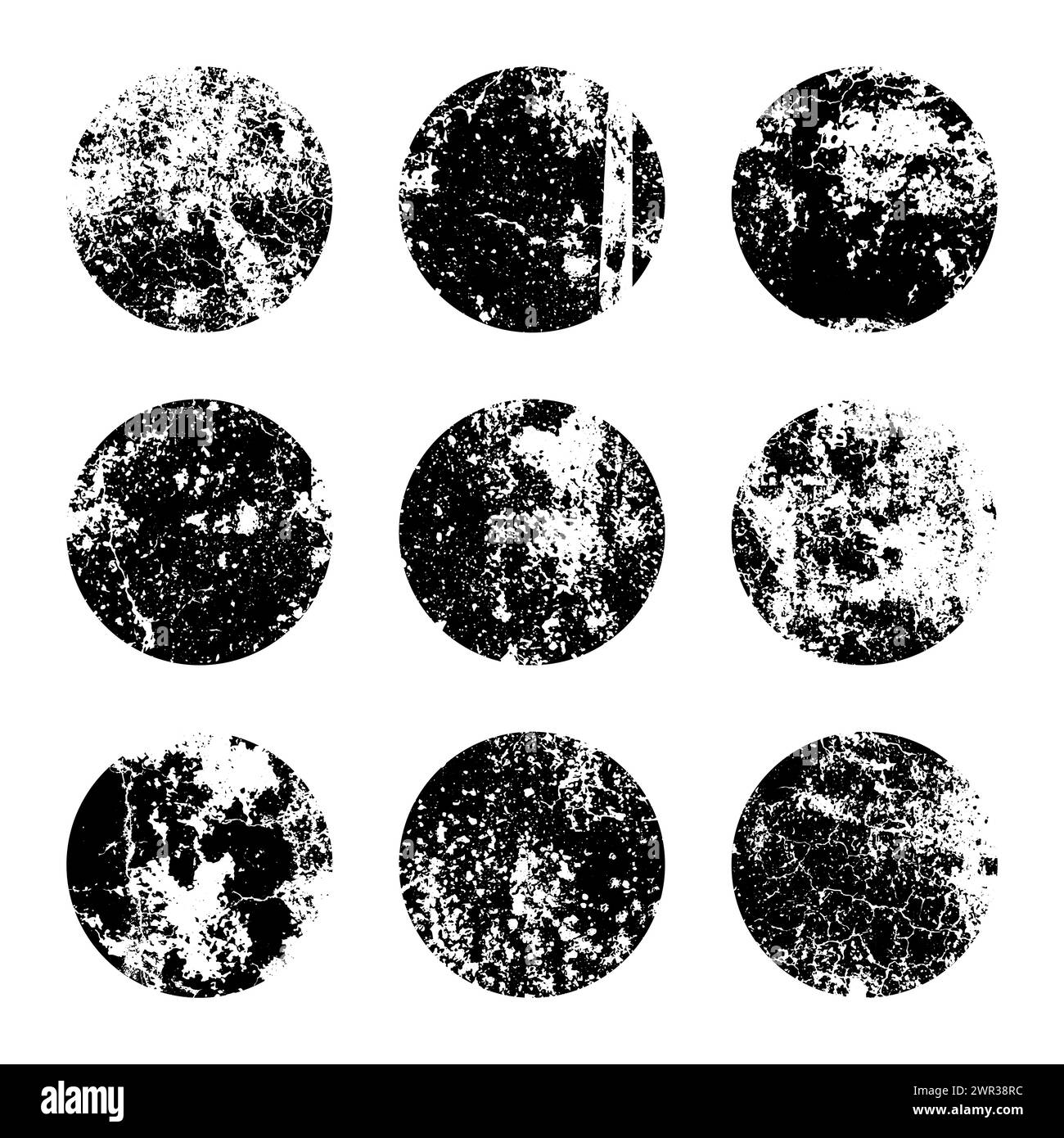 Grunge circles with stains and scratches. Circle brush stroke, round ...
