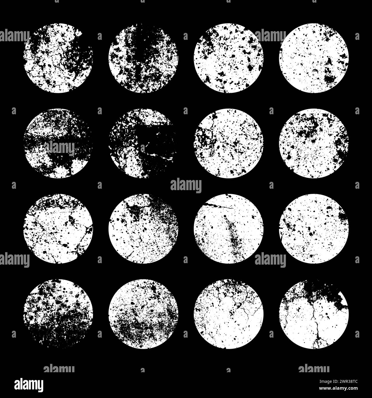 Grunge circles with stains and scratches. Circle brush stroke, round ...