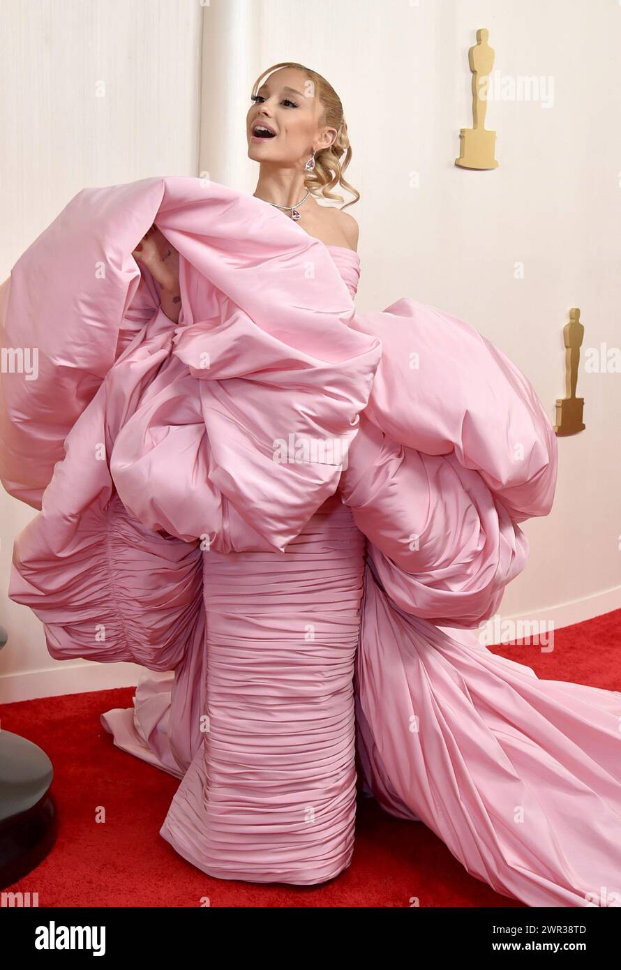 Ariana Grande arrives at the Oscars on Sunday, March 10, 2024, at the ...