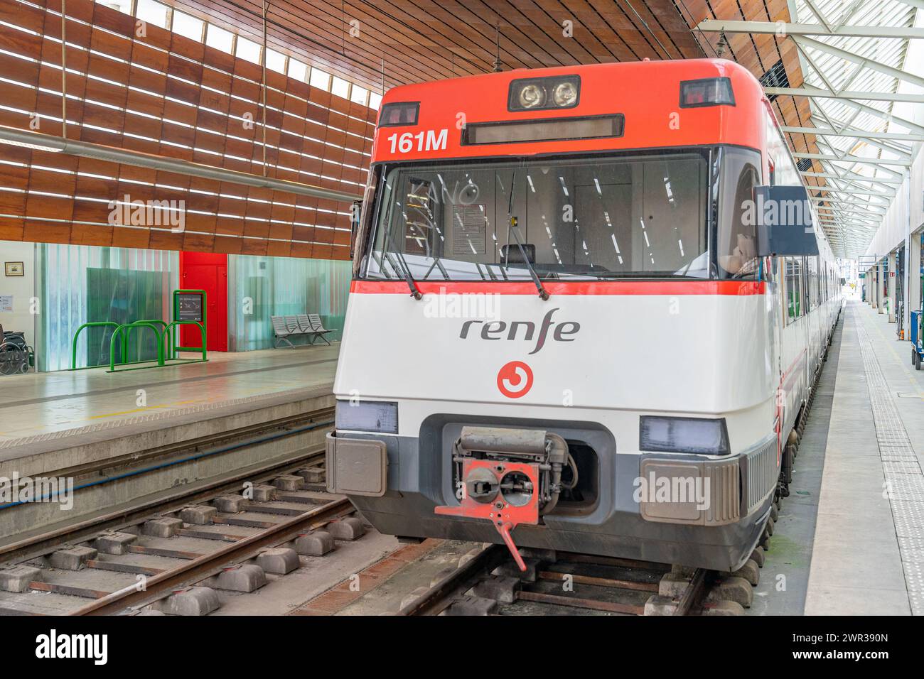 RENFE locomotive carriage stopped at the Abando Idalecio Prieto railway ...