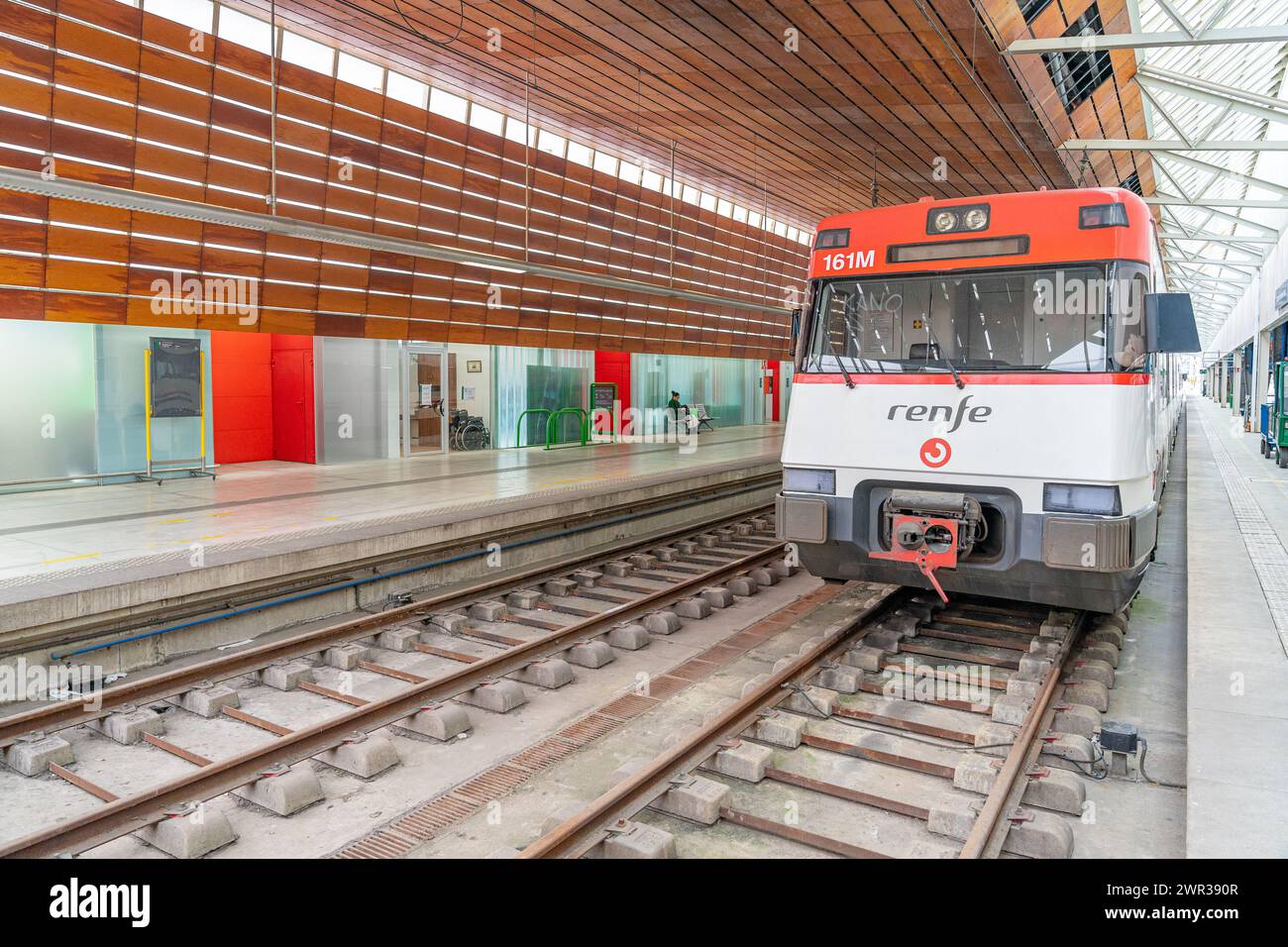 RENFE locomotive carriage stopped at the Abando Idalecio Prieto railway ...
