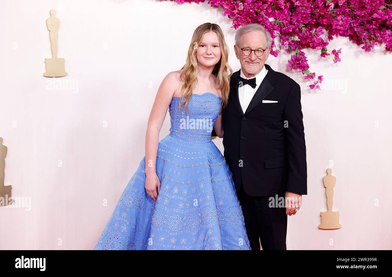 Hollywood, United States. 10th Mar, 2024. Steven Spielberg (R) and a ...