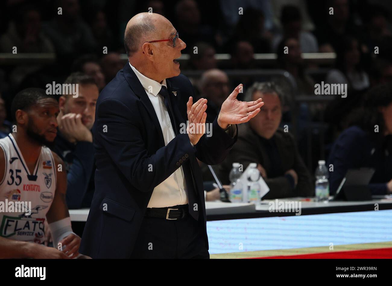 Bologna, Italy. 10th Mar, 2024. Attilio Caja (head coach of Fortitudo ...