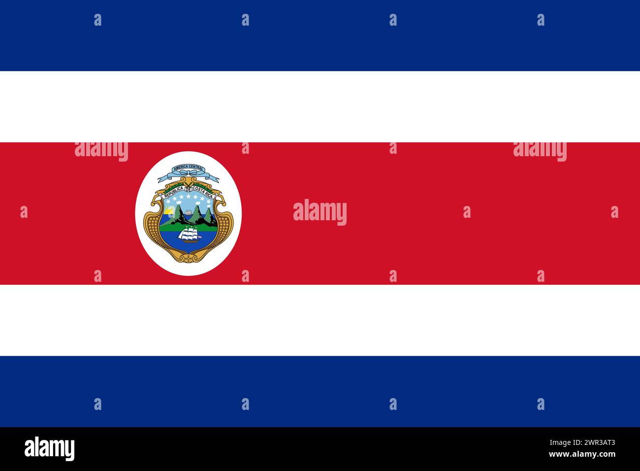 Costa Rica vector flag in official colors and 3:2 aspect ratio Stock ...