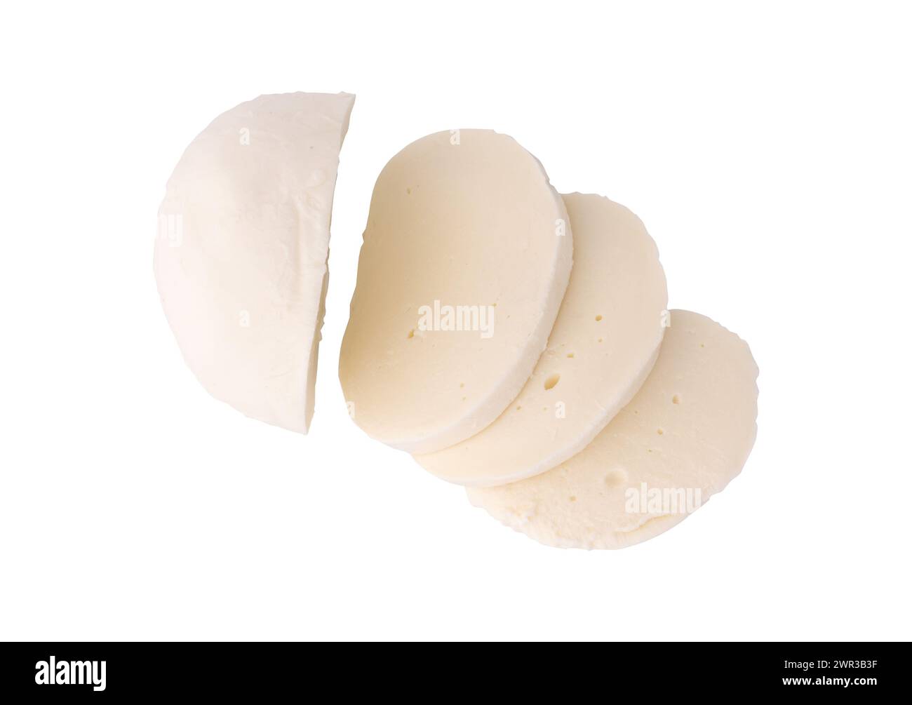 fresh italian mozzarella isolated on white background, top view Stock ...