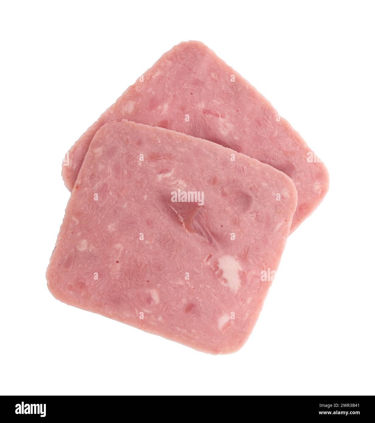 sliced boiled ham sausage isolated on white background with clipping ...