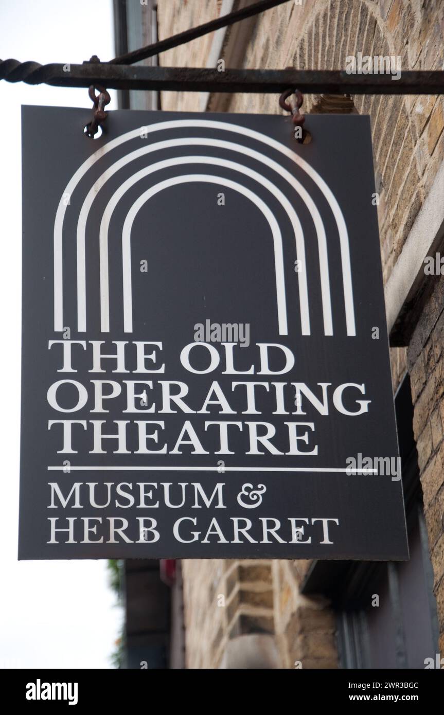 Sign for the Old Operating Theatre Museum, St Thomas Street, Southwick ...