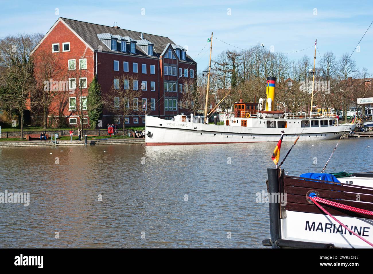 Traditional ship Prinz Heinrich, monument, harbour Leer, East Frisia ...