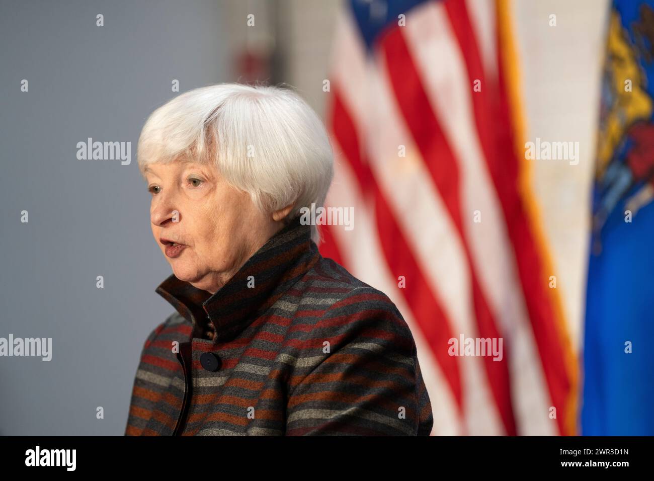 Janet Yellen, United States Secretary of the Treasury, gives a speech ...