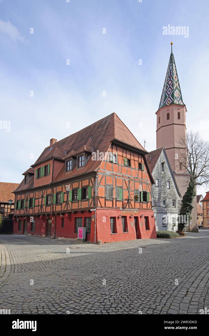Red house and church tower of St Maria am See church, Seegasse, Bad ...