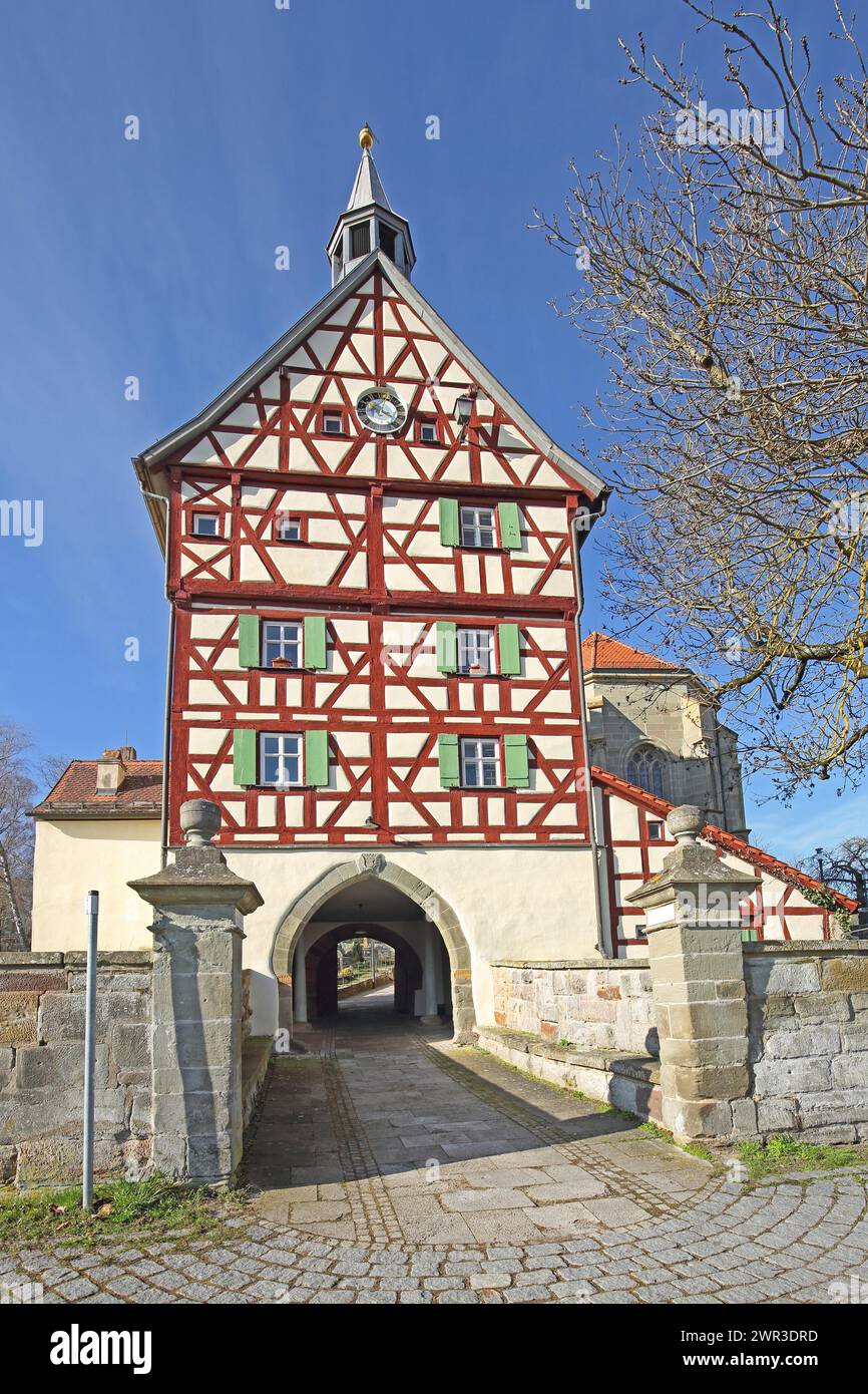 Historic gate tower built in 1545 and landmark, gatehouse, half ...