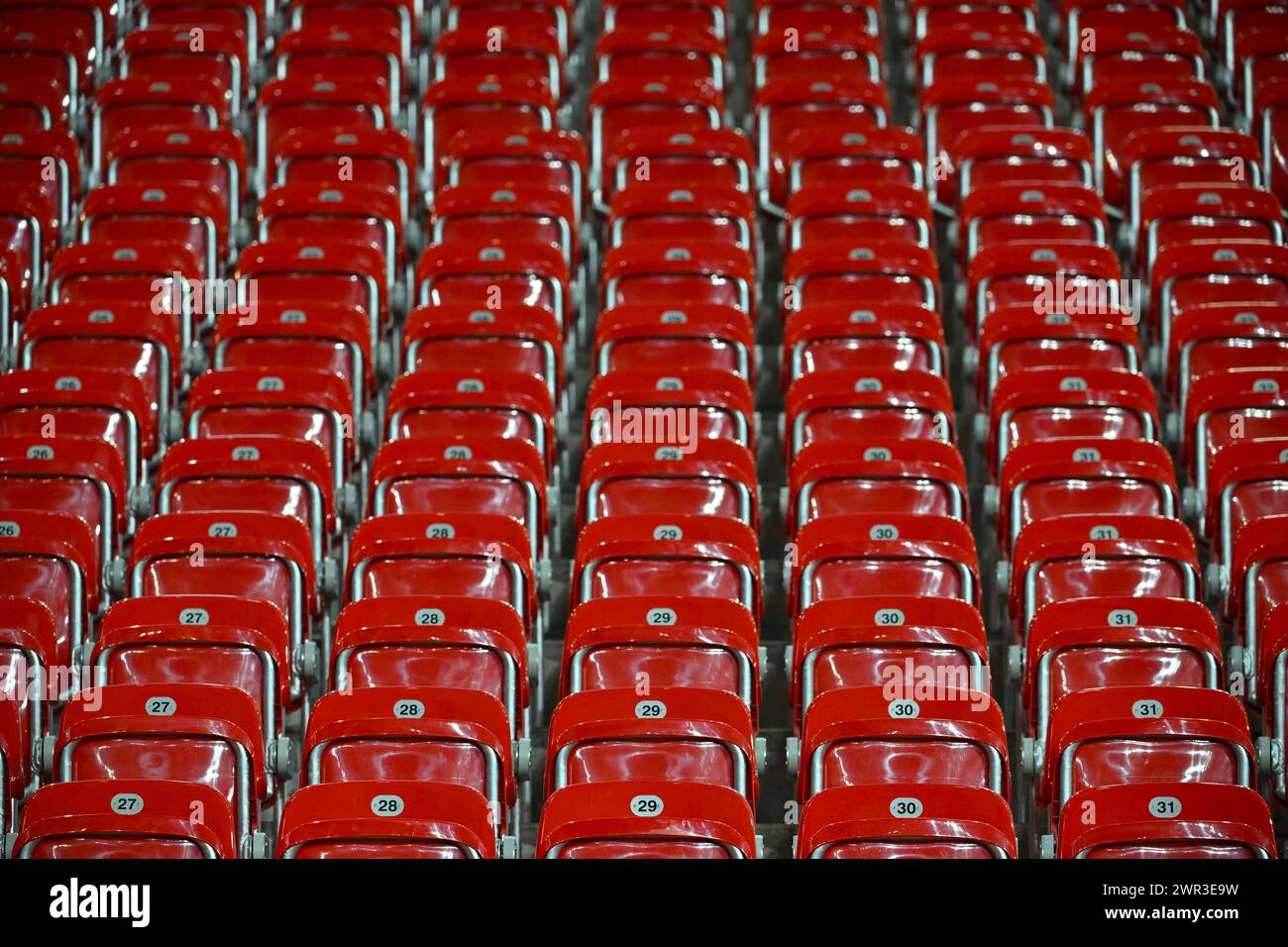 Rows of seats, seats, red, empty, MHPArena, MHP Arena Stuttgart, Baden ...