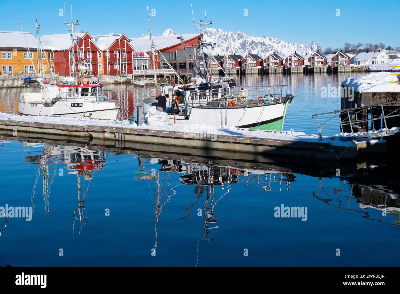 Lofoten, Norway. Solvaer, Nordland province. Harbour basin, Svolvaer ...