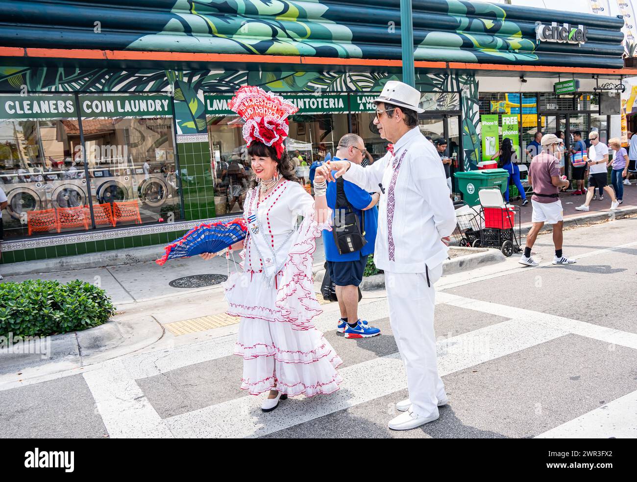Miami, Florida - March 10, 2024: Calle Ocho: Cuban festival in Little ...