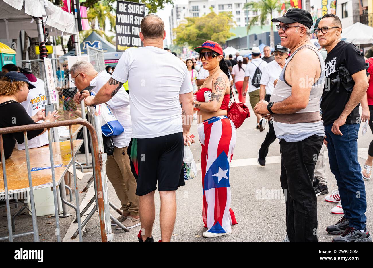 Miami, Florida - March 10, 2024: Calle Ocho: Cuban festival in Little ...