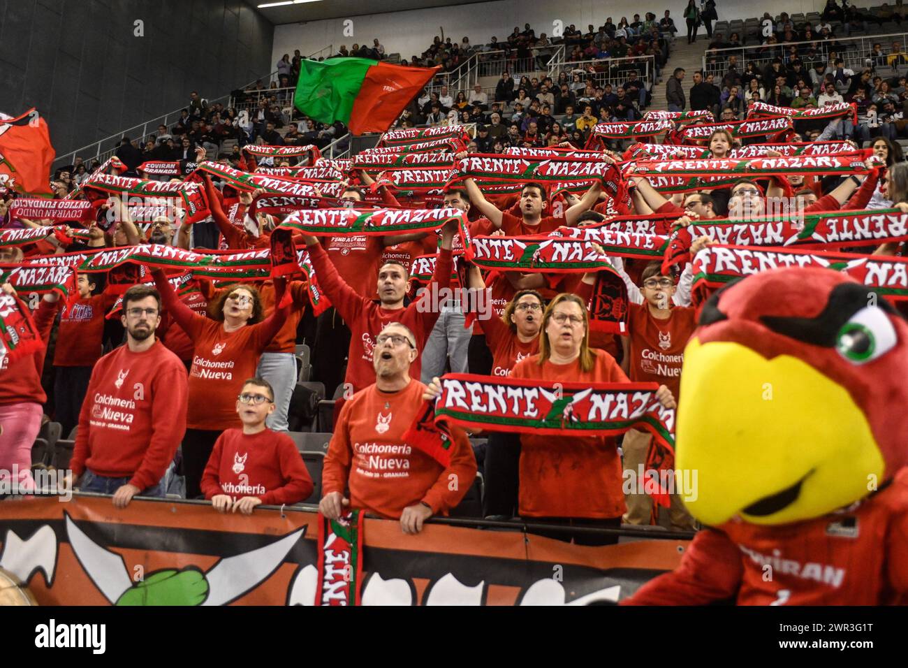 Granada, Granada, Spain. 10th Mar, 2024. Fans sing with their scarves ...