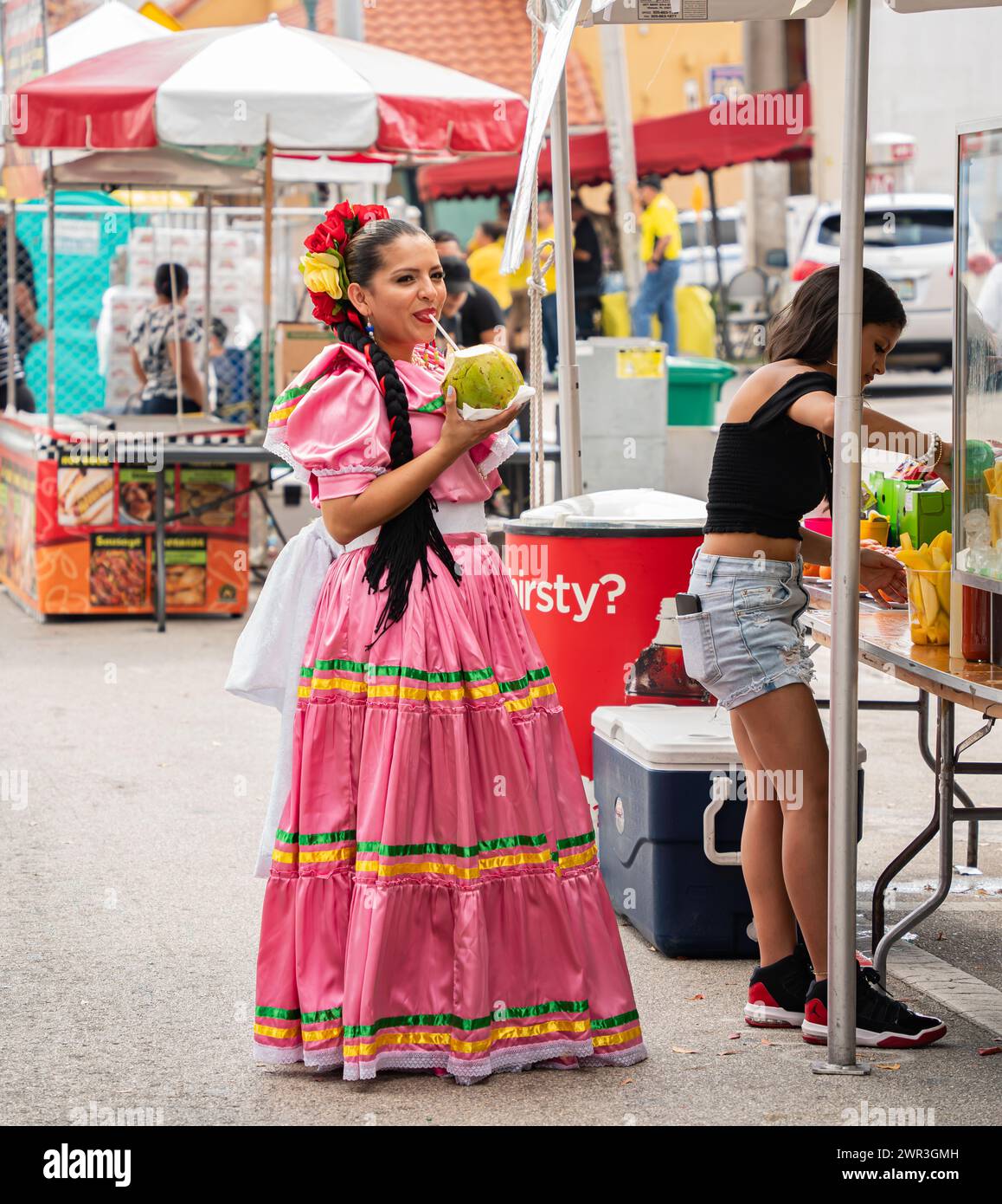 Miami, Florida - March 10, 2024: Calle Ocho: Cuban festival in Little ...