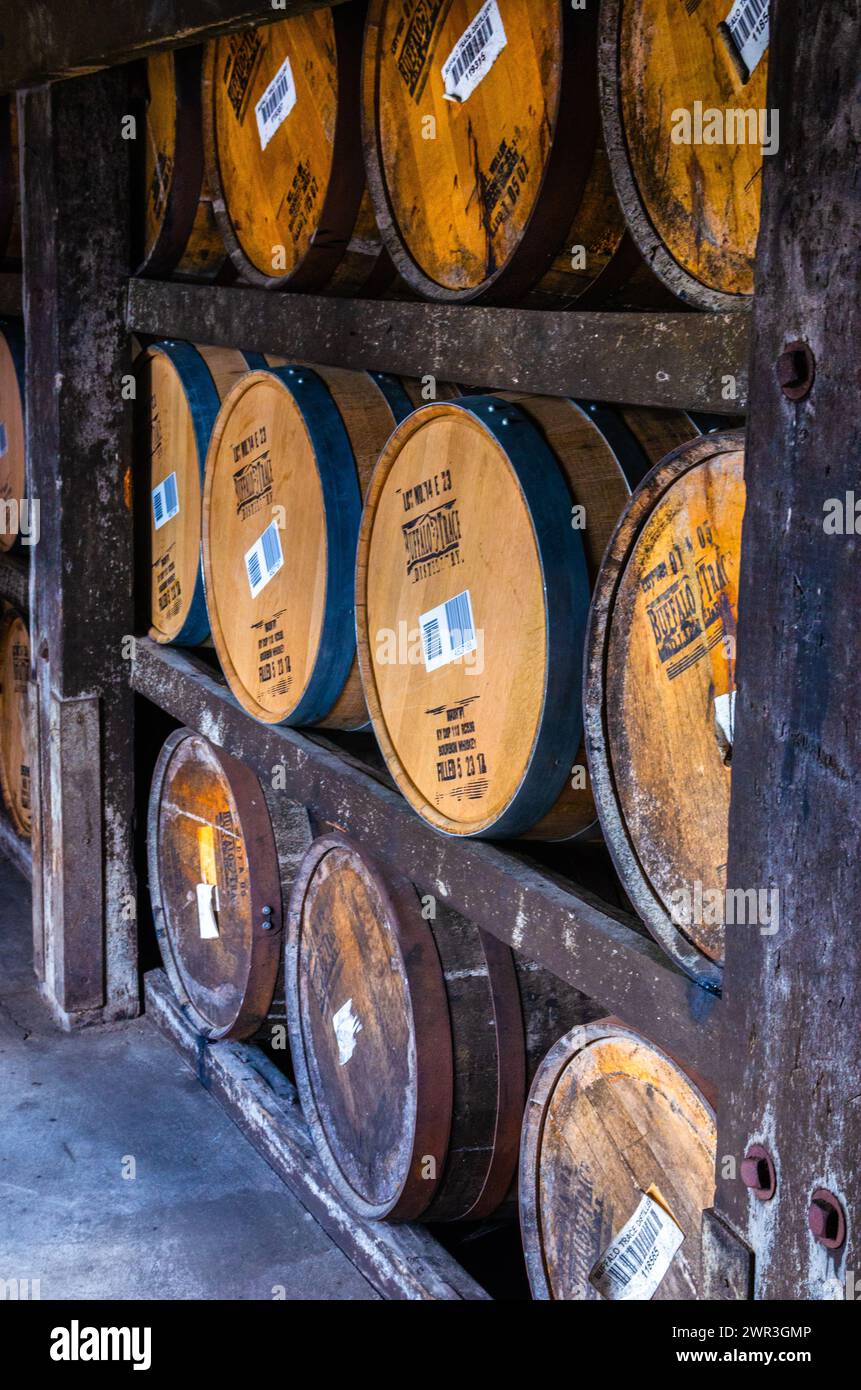 Frankfort, KY, USA-August 13, 2004: Buffalo Trace whiskey barrels in ...