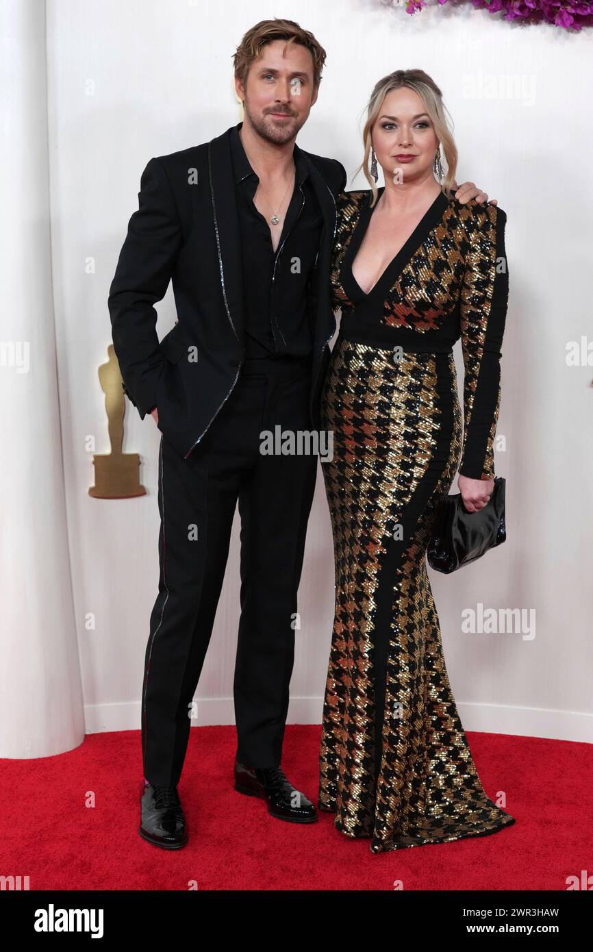 Ryan Gosling, left, and Mandi Gosling arrive at the Oscars on Sunday ...