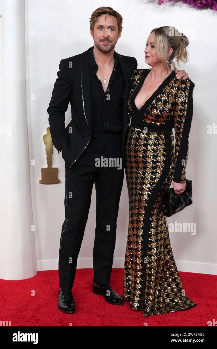 Ryan Gosling, left, and Mandi Gosling arrive at the Oscars on Sunday ...