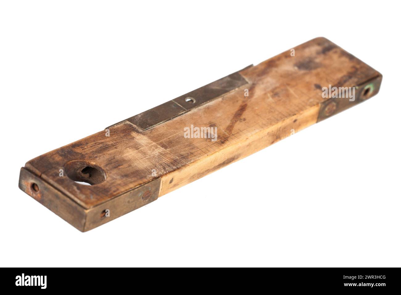 Antique carpenter's boxwood 8 inch ruler with spirit level from 19th ...