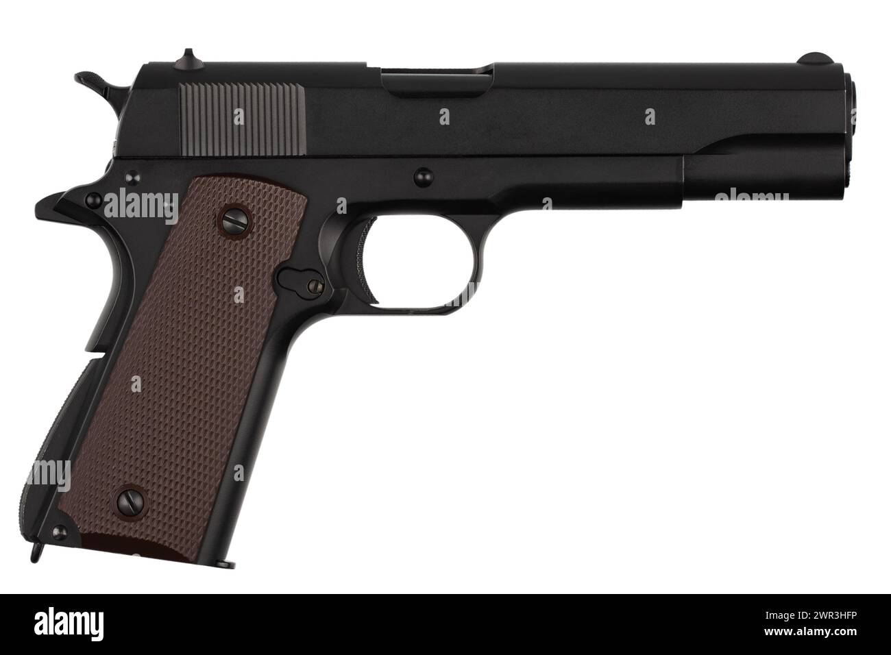 Automatic Pistol, Caliber .45 isolated on white background Stock Photo ...