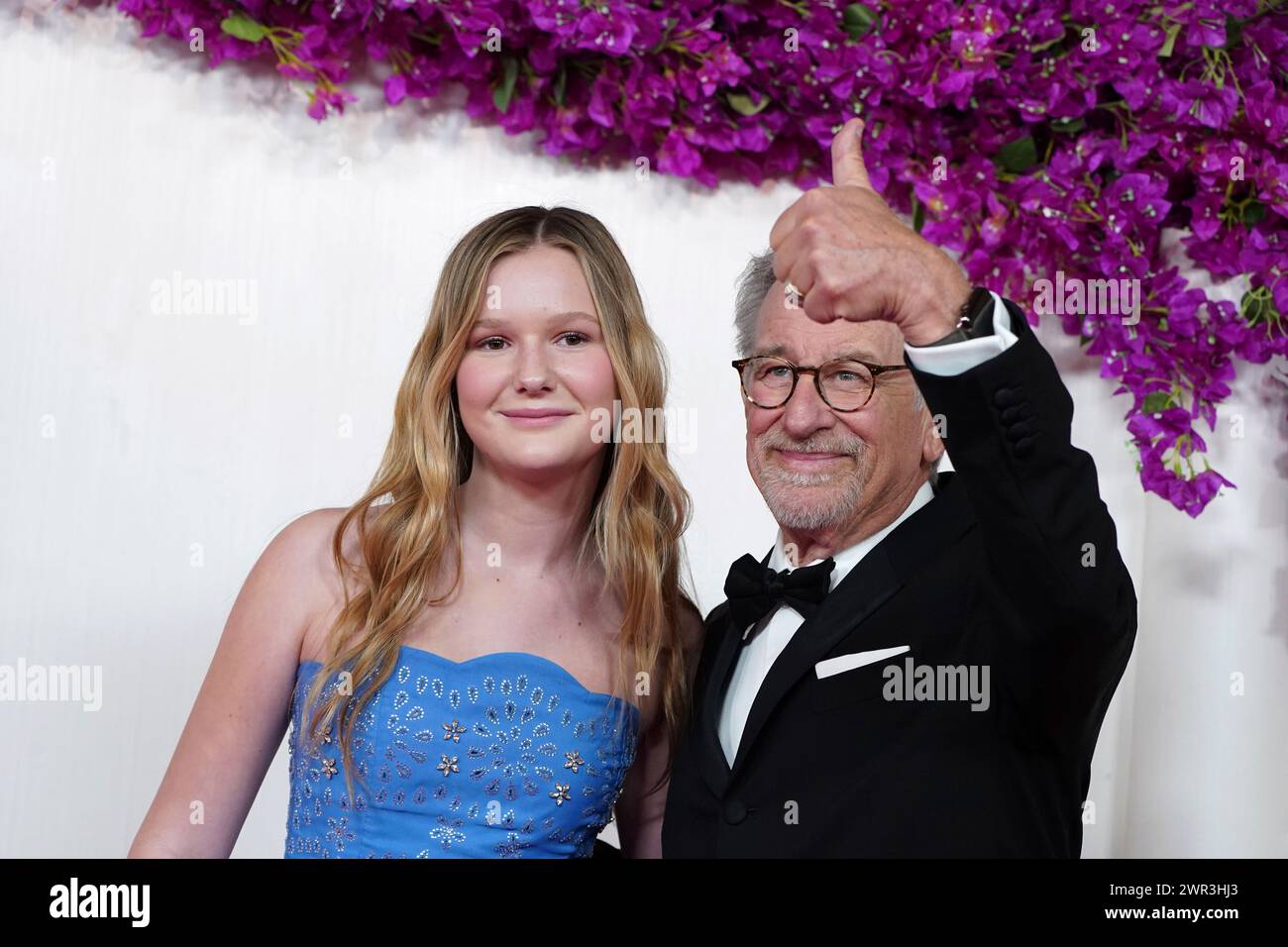 Eve Gavigan, left, and Steven Spielberg arrive at the Oscars on Sunday ...