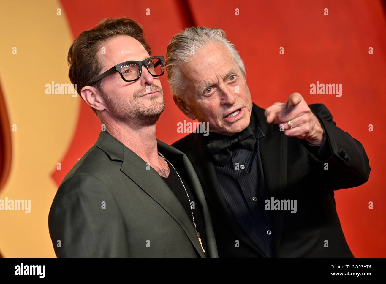 Cameron Douglas, left, and Michael Douglas arrive at the Vanity Fair ...