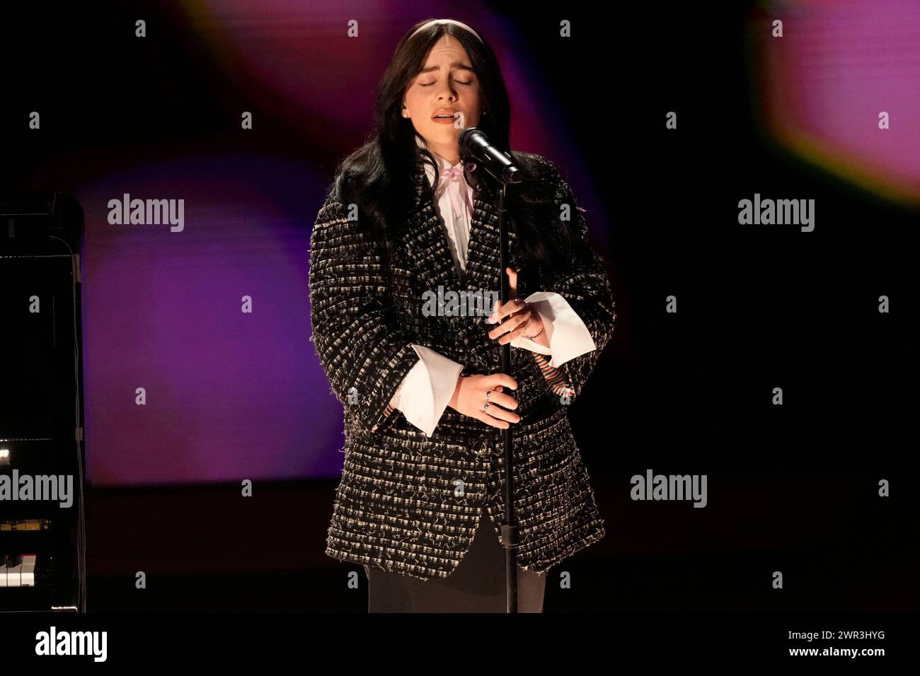 Billie Eilish performs "What Was I Made For?" from "Barbie" during the ...