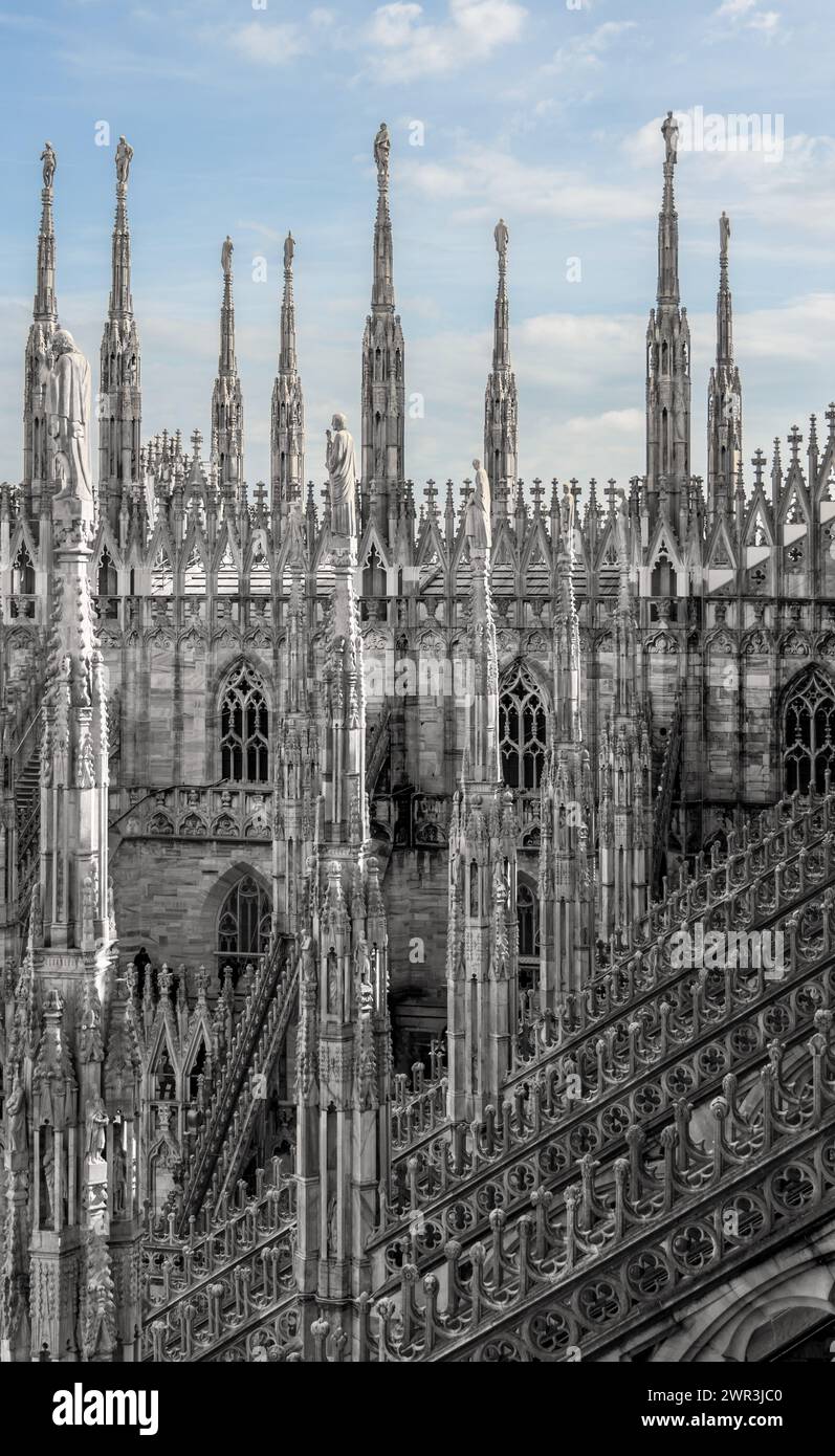 The famous Milan Cathedral (Duomo di Milano) on the Piazza del Duomo in ...
