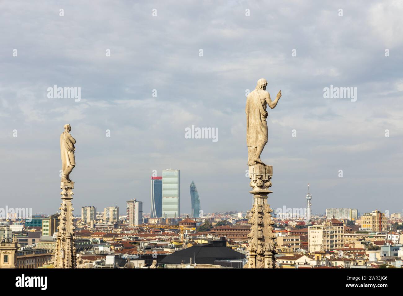 Milan skyline, Italy. View from the rooftop of Milan Cathedral (Duomo ...