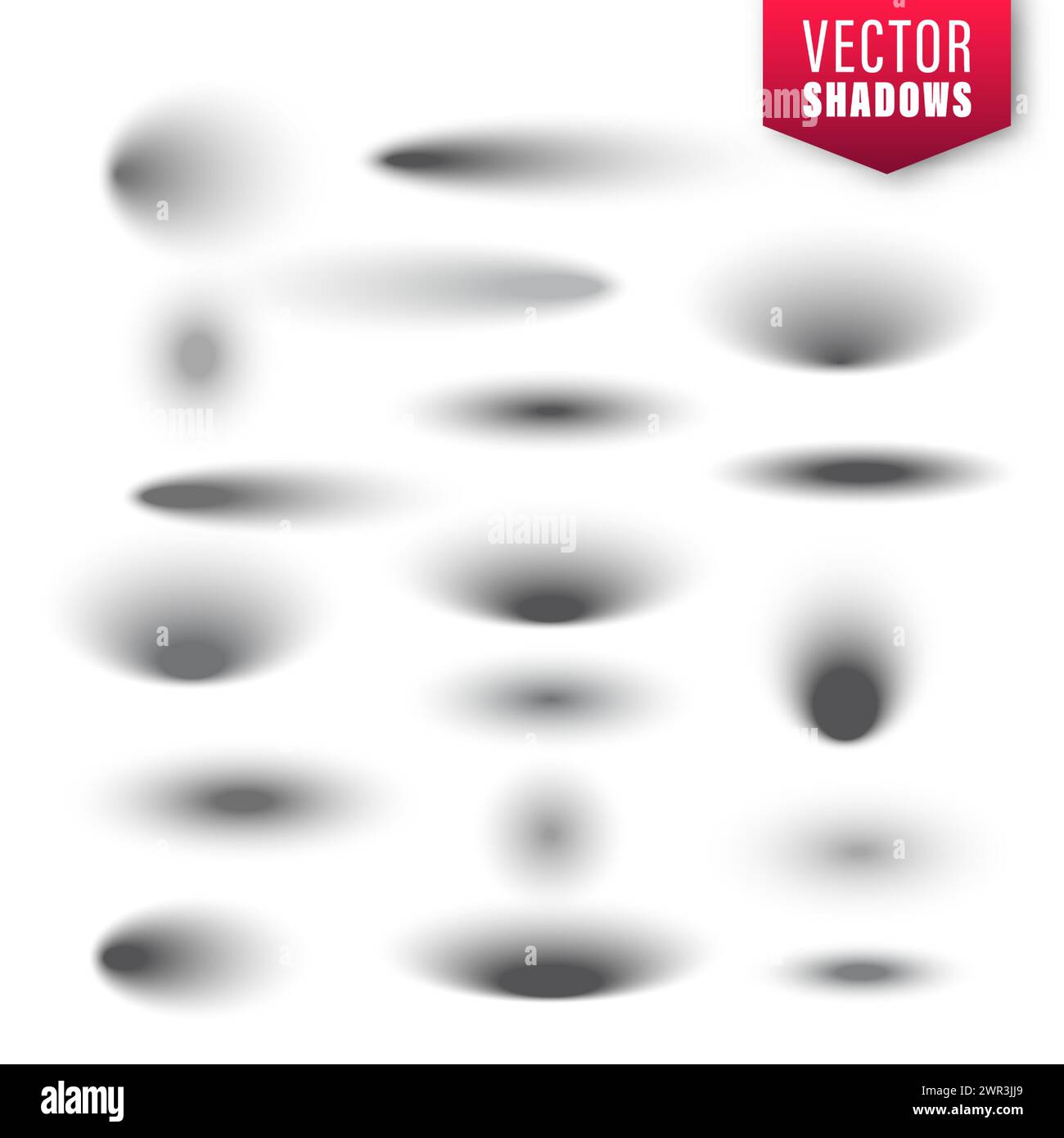 Realistic shadow effect. Round shadows collection isolated on white ...