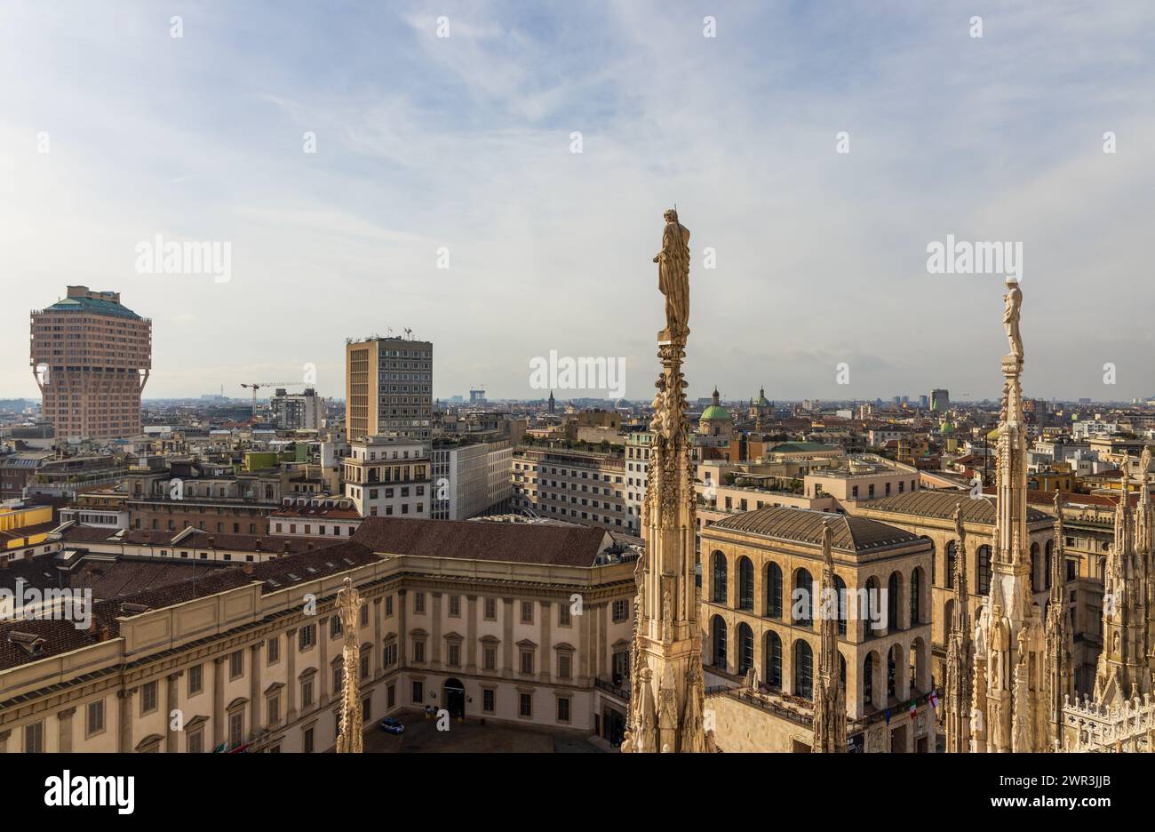 Milan skyline, Italy. View from the rooftop of Milan Cathedral (Duomo ...
