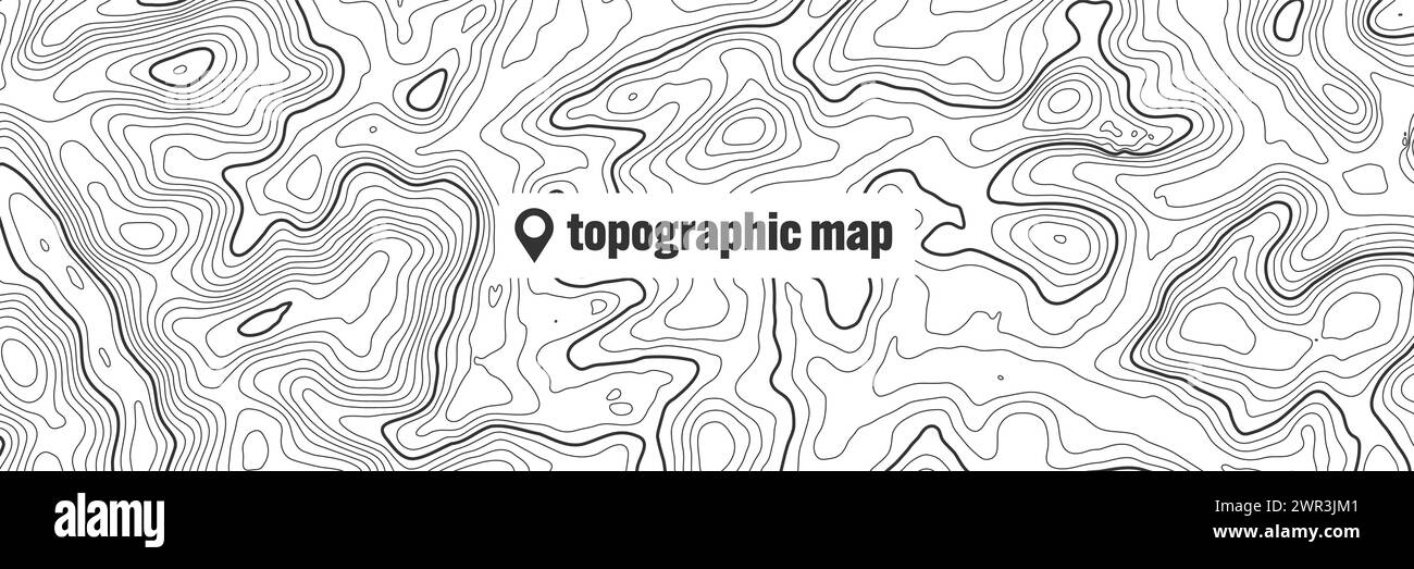 Topographic map with contour lines. Geographic terrain grid, relief ...