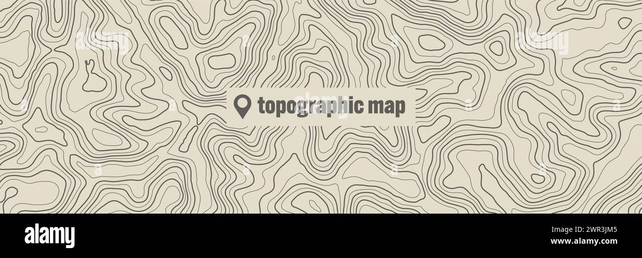 Topographic map with contour lines. Geographic terrain grid, relief ...