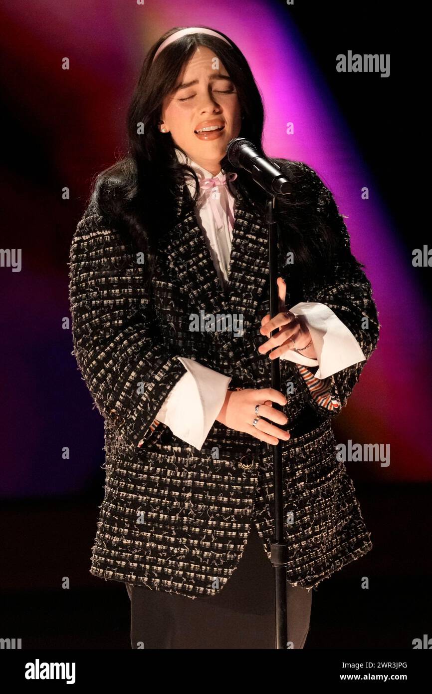 Billie Eilish perform "What Was I Made For?" from "Barbie" during the ...