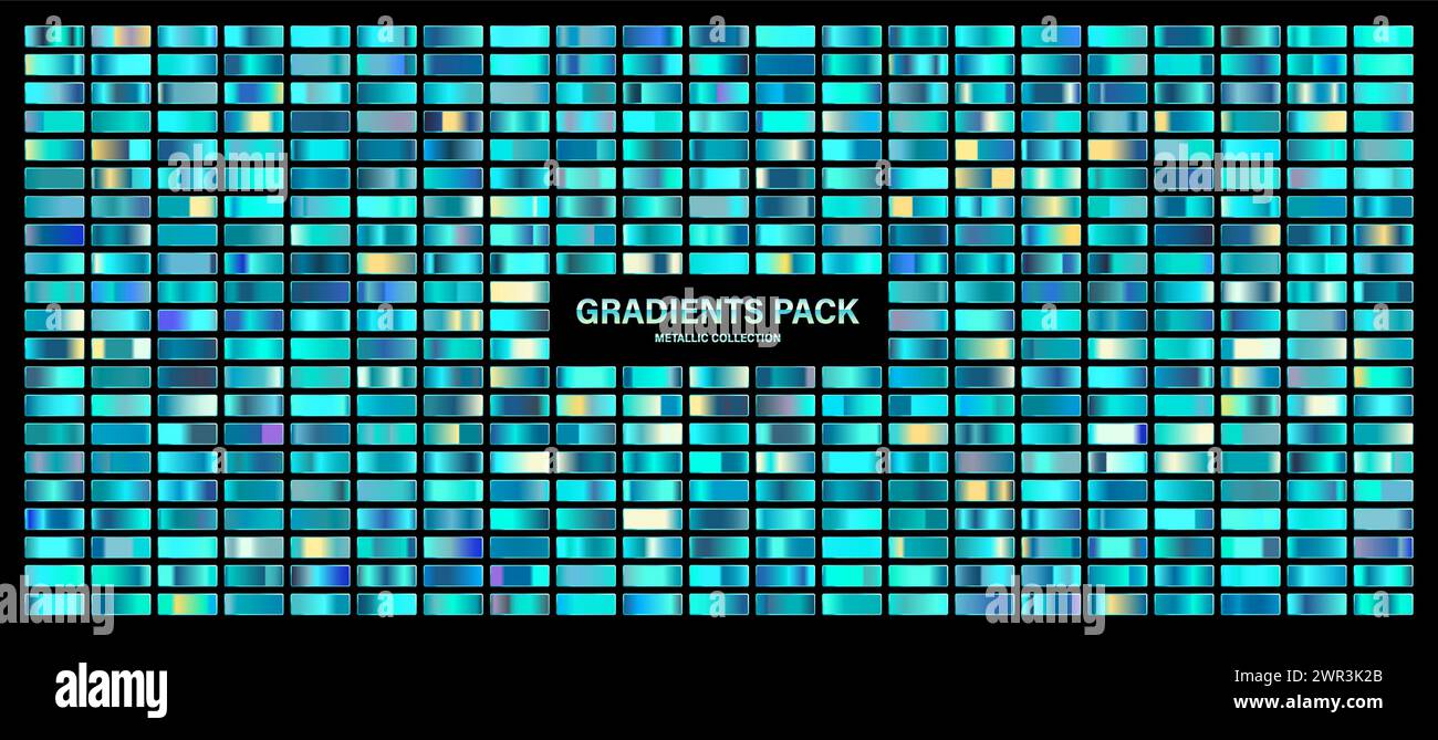 Blue, azure glossy gradient, metal foil texture. Color swatch set ...