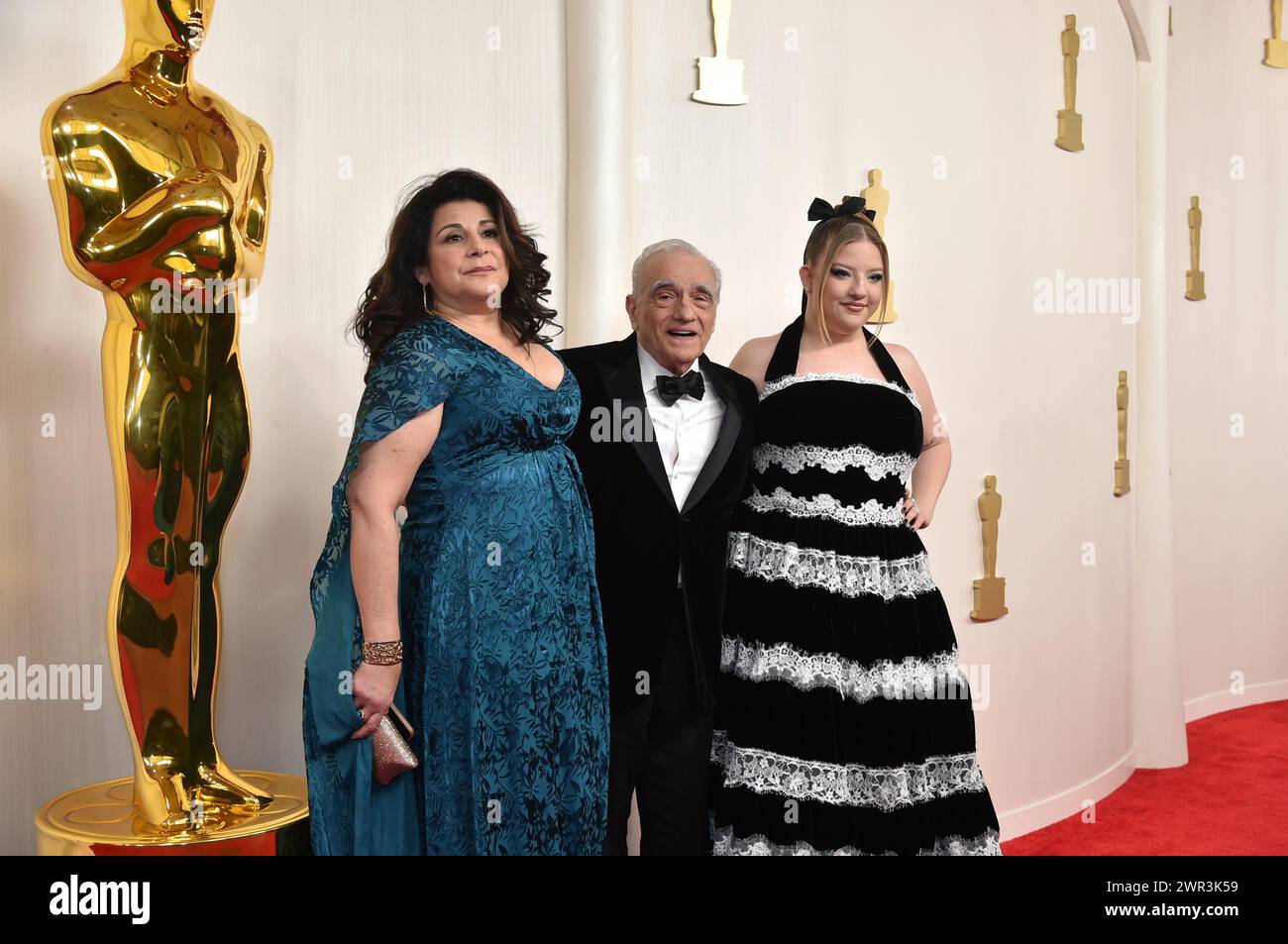 Cathy Scorsese, from left, Martin Scorsese and Francesca Scorsese arrive at the Oscars on Sunday ...