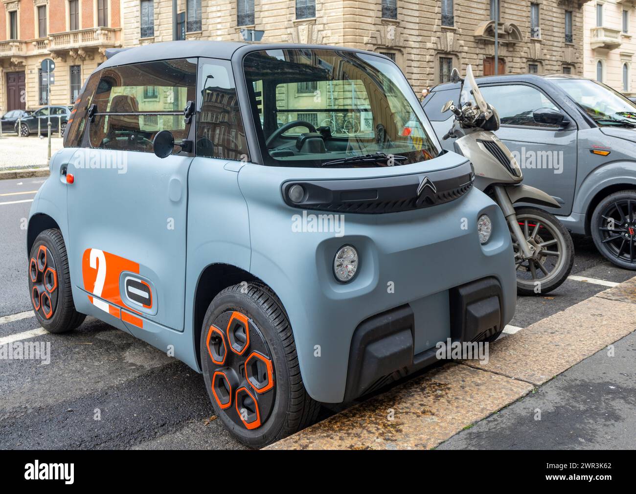 Milan, Italy - February 25, 2024: Small Citroen Ami Electric Two-Seater ...