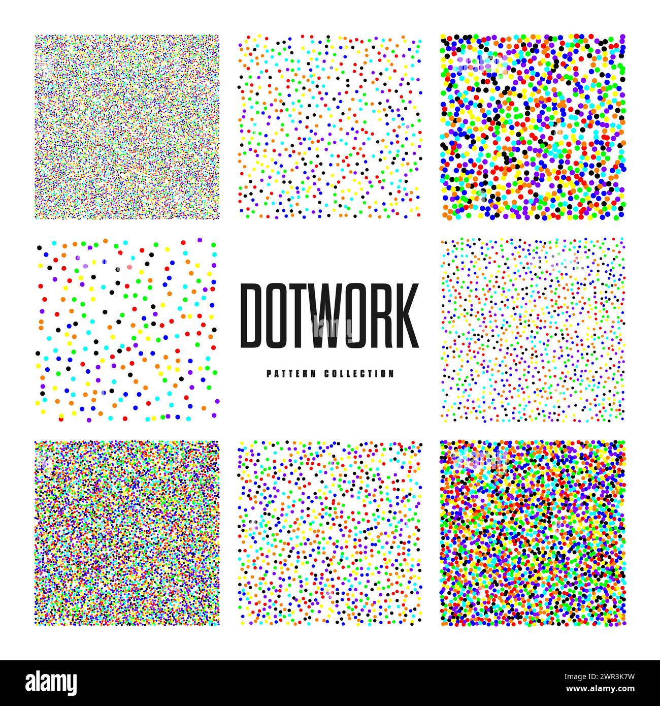 Square shaped dotted objects, vintage stipple elements. Stippling ...