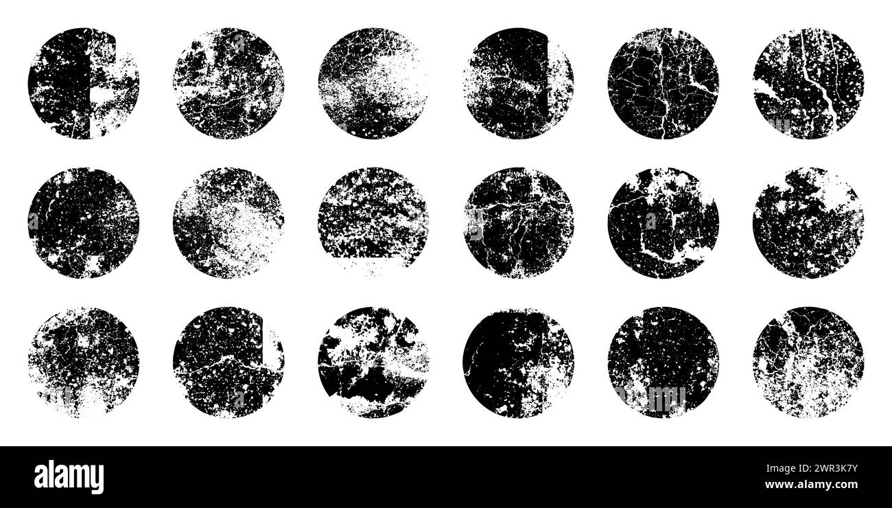 Grunge circles with stains and scratches. Circle brush stroke, round ...