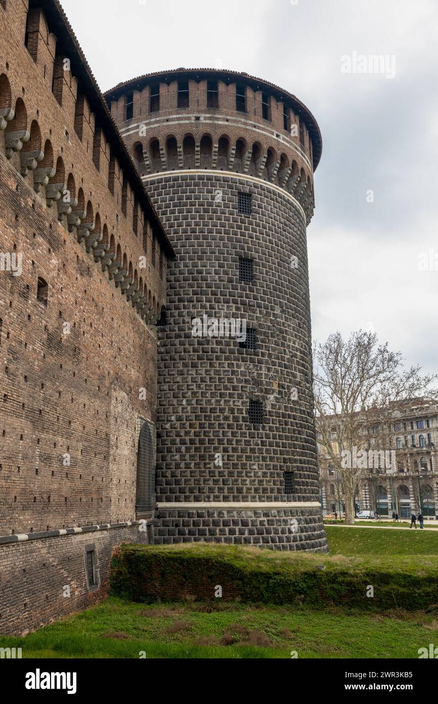 Castello Sforzesco or Sforza Castle in Milan, Italy. Huge Medieval ...