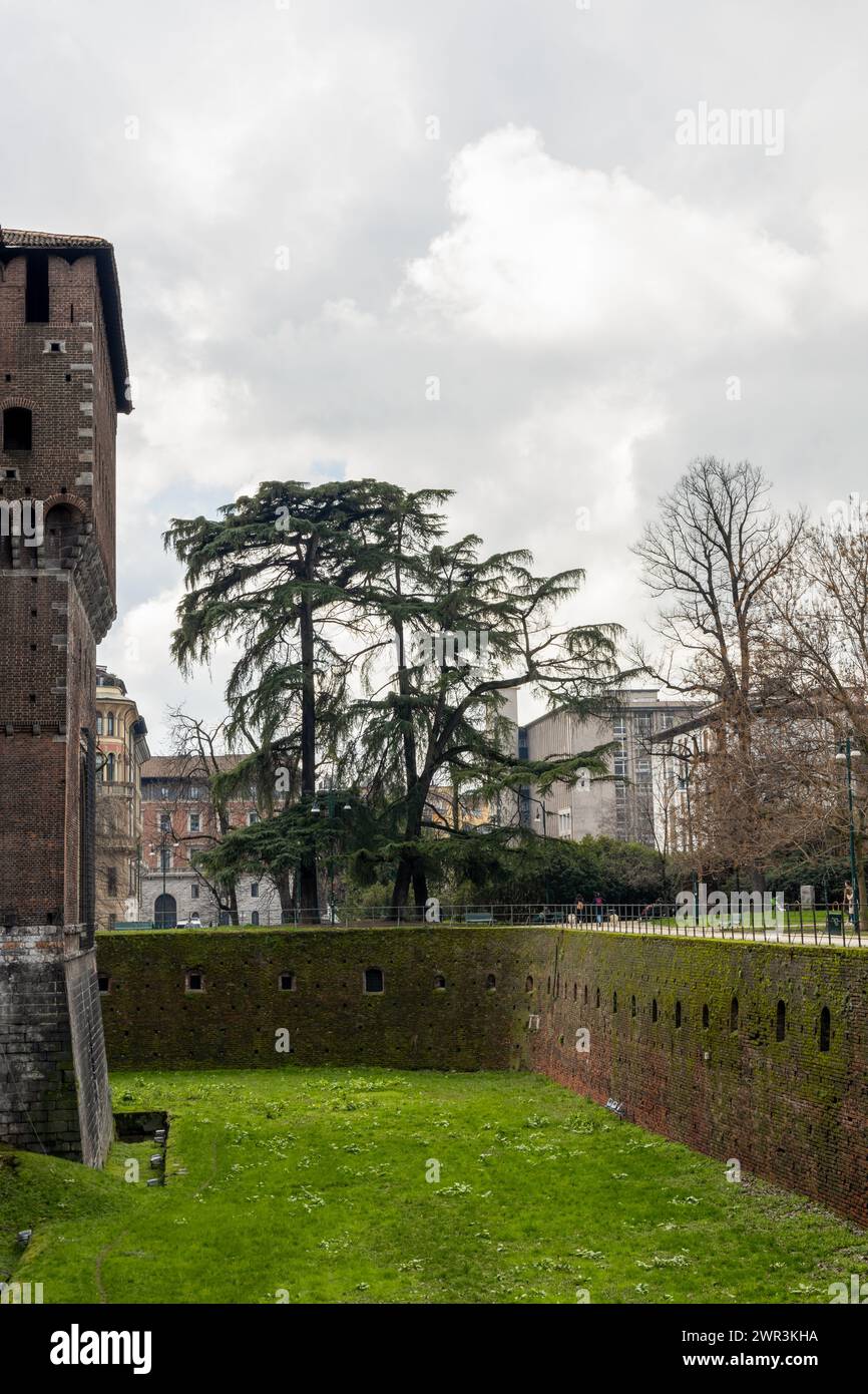 Castello Sforzesco or Sforza Castle in Milan, Italy. Huge Medieval ...