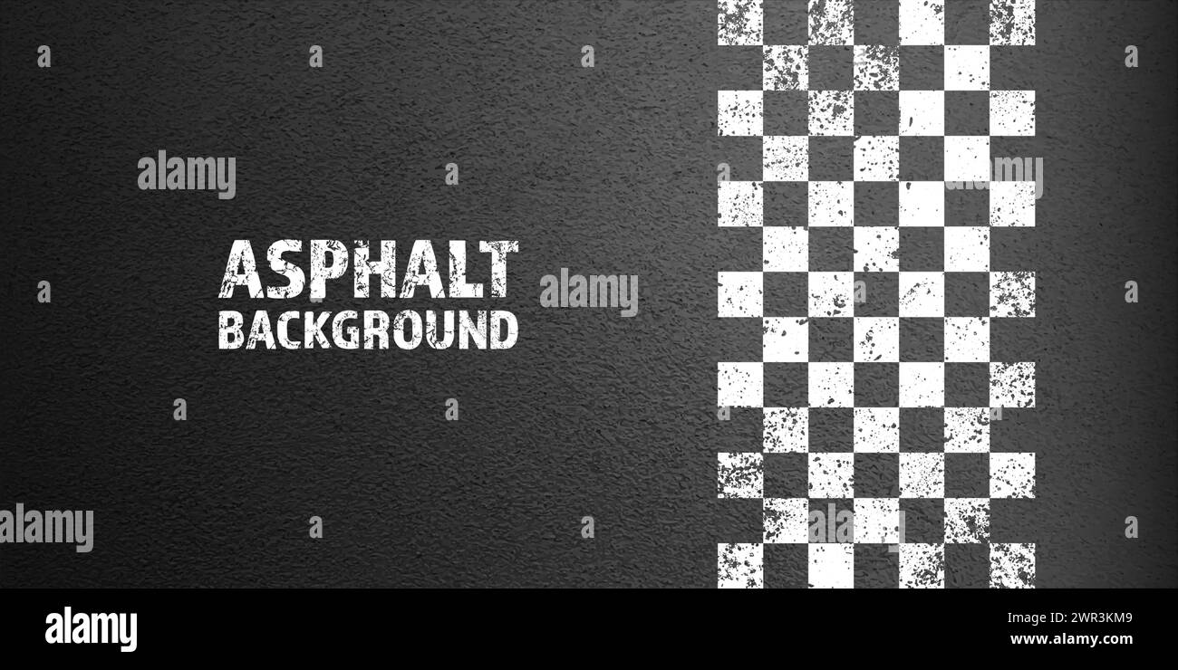 Asphalt road with white cracked lane marking, concrete highway surface ...