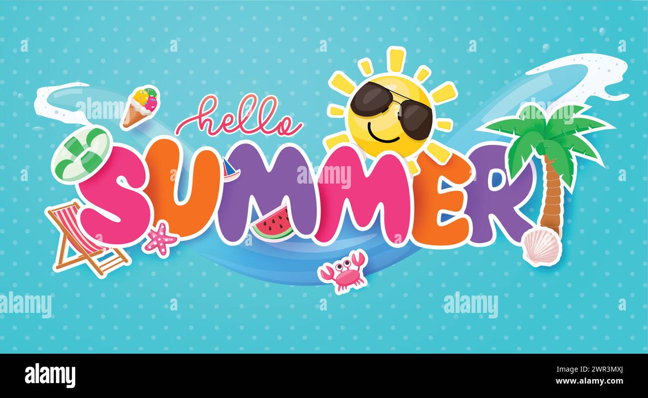 Summer hello text greeting vector design. Hello summer typography with ...