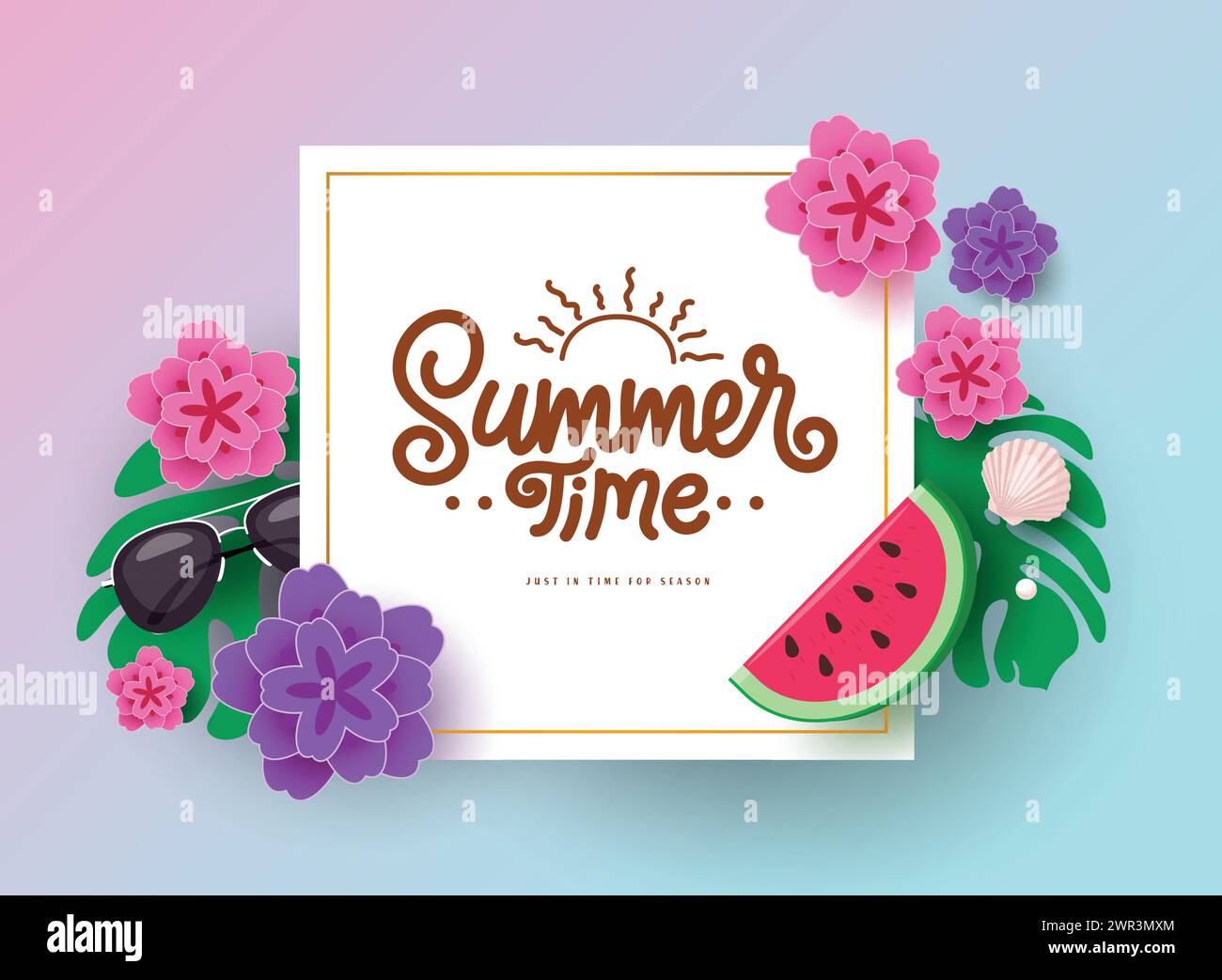 Summer time text vector template design. Summer time greeting text in ...