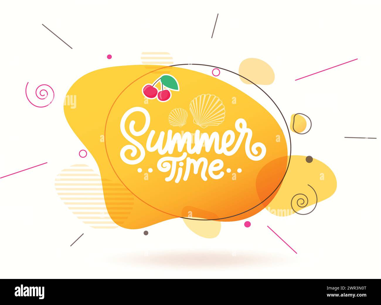Summer time greeting text vector template. Summer time text in yellow ...